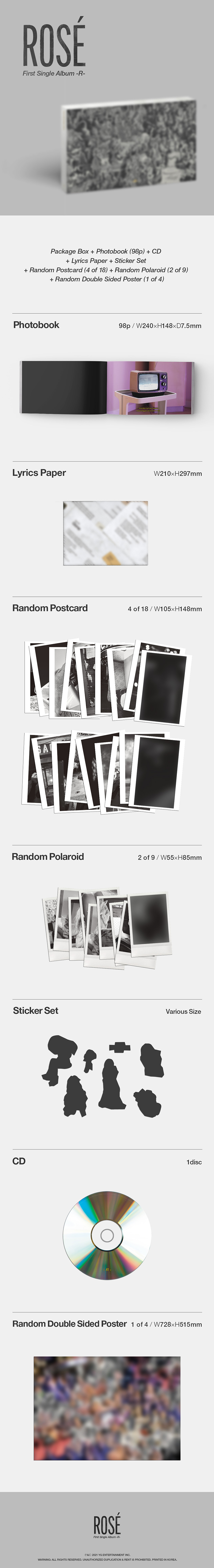 Rosé - 1st Single -R- + Poster + Photocard - interAsia